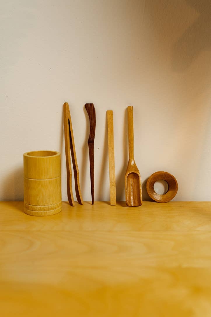 Bamboo Switch – Tea Tool Set with Holder** | Exist Green